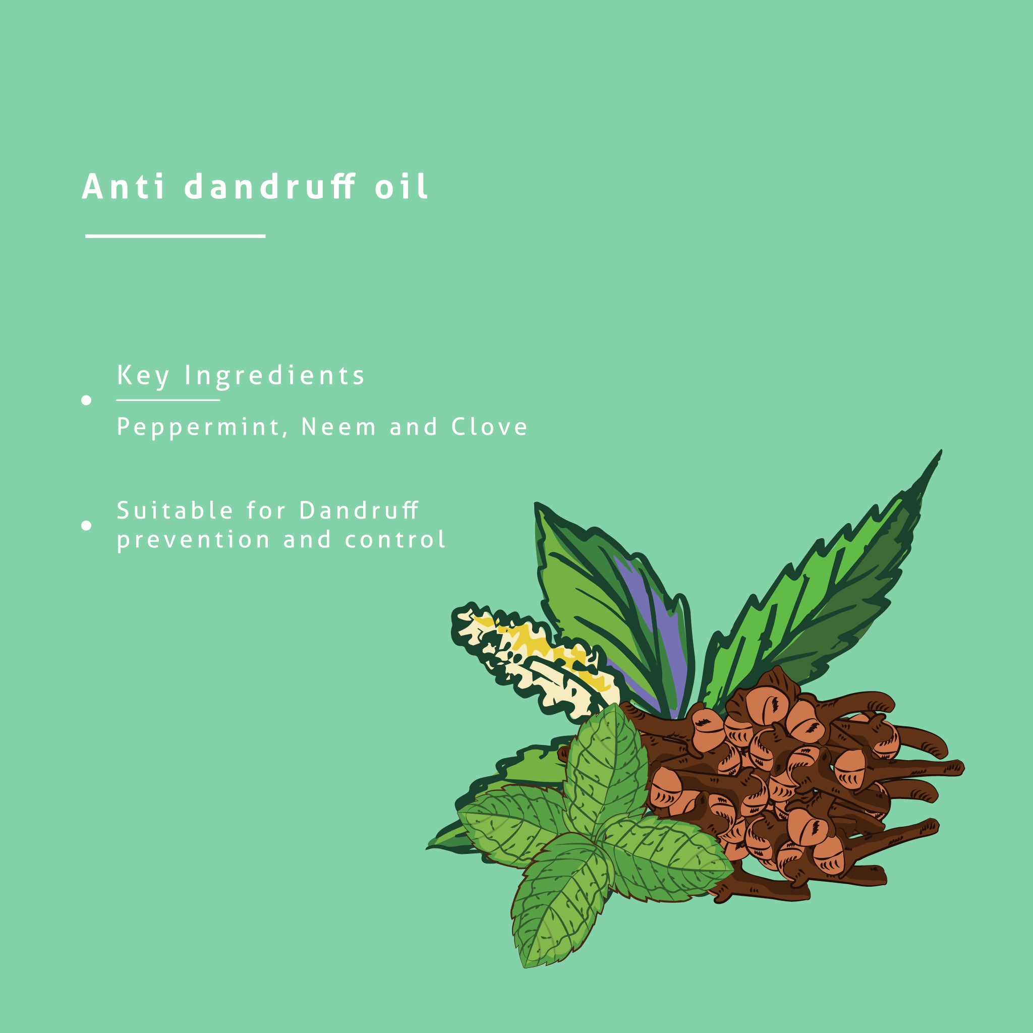 Neem, Peppermint and Clove Organic Anti Dandruff Oil (200 ml) with Nee ...